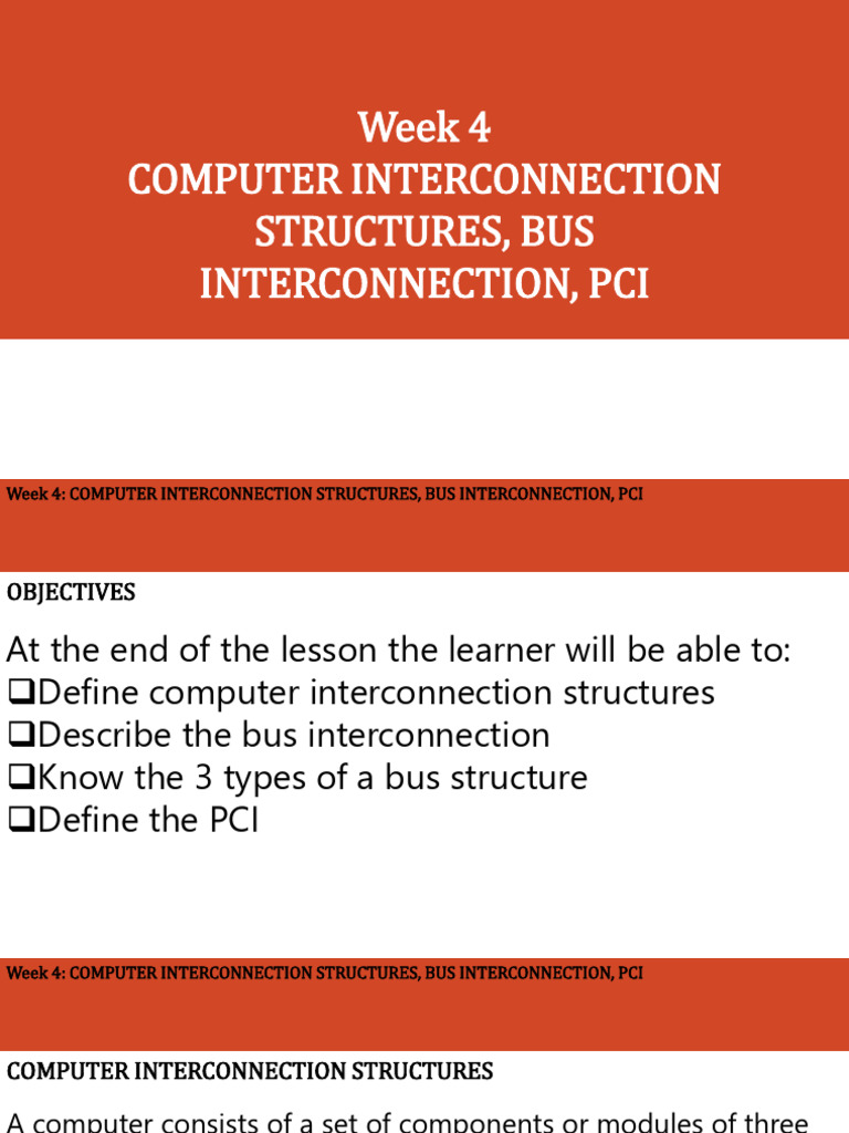 W4 Computer Interconnection Structures, Bus Interconnection, PCI - PPT | PDF | Input/Output ...