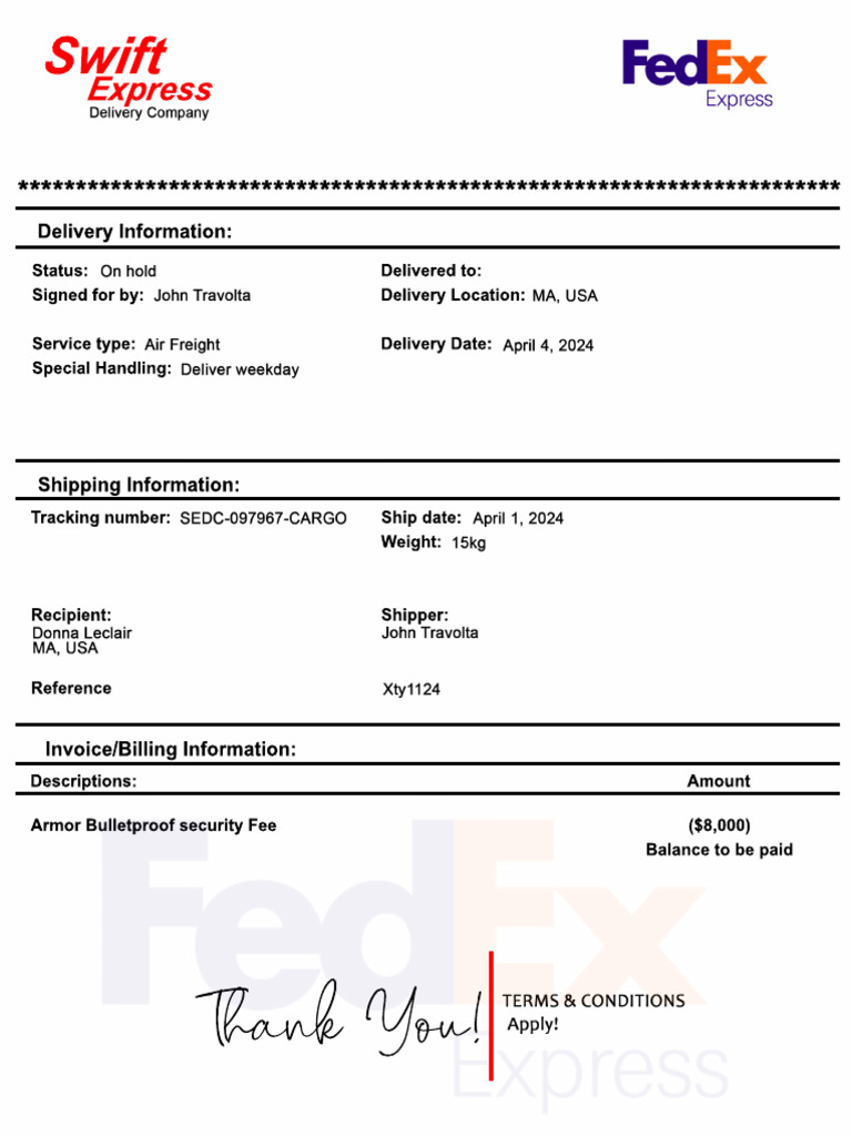 FedEx Blank BOL Template | PDF