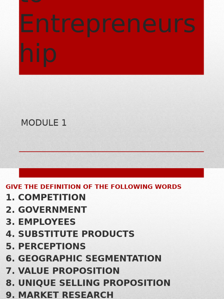 Introduction To Entrepreneurship Modules 1 | PDF | Entrepreneurship ...