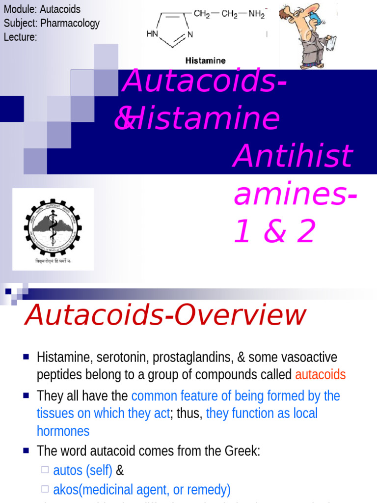 Autacoids Histamine Antihistamines | PDF | Allergy | Inflammation
