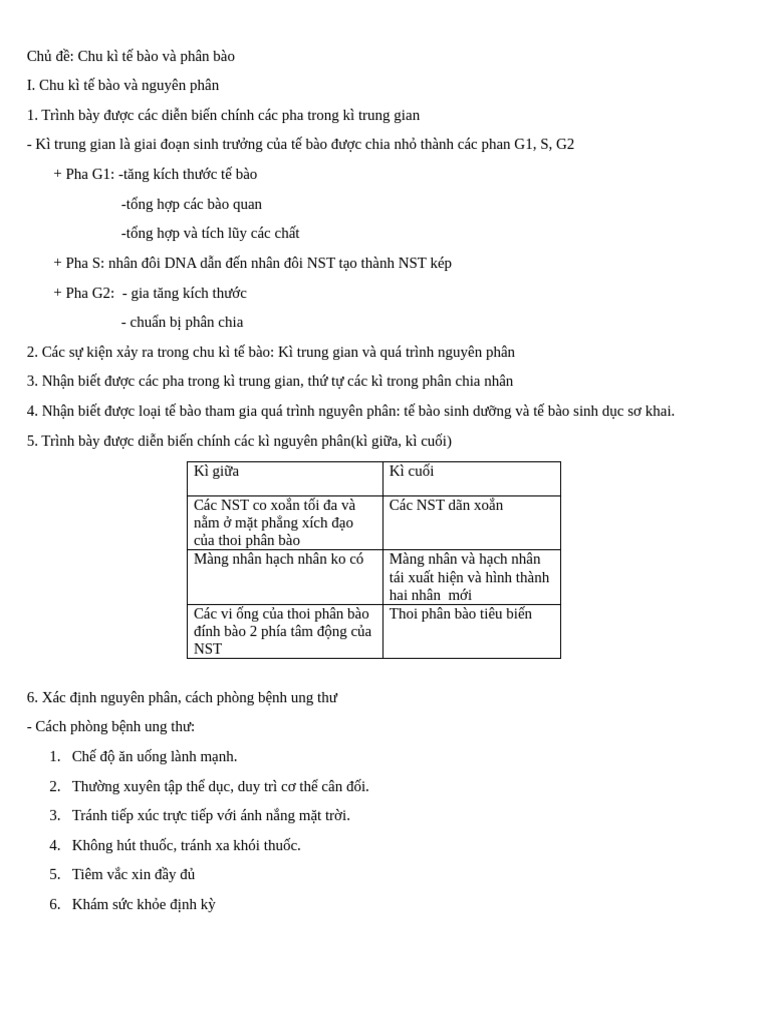 Đề cương sinh gk 2.2 | PDF