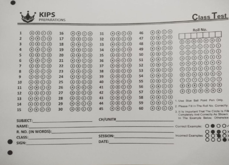 Kips 60 mcq bubbles | PDF