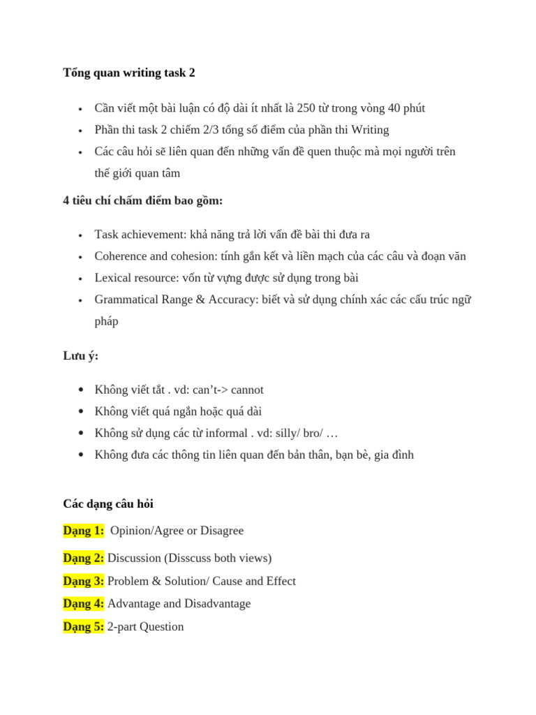 T NG Quan Writing Task 2 | PDF