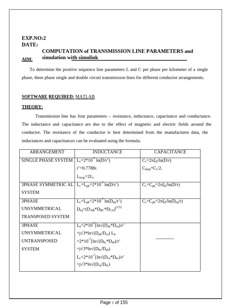 Exp-2-transmission-line-modeling | PDF | Electric Power Transmission | Ac Power