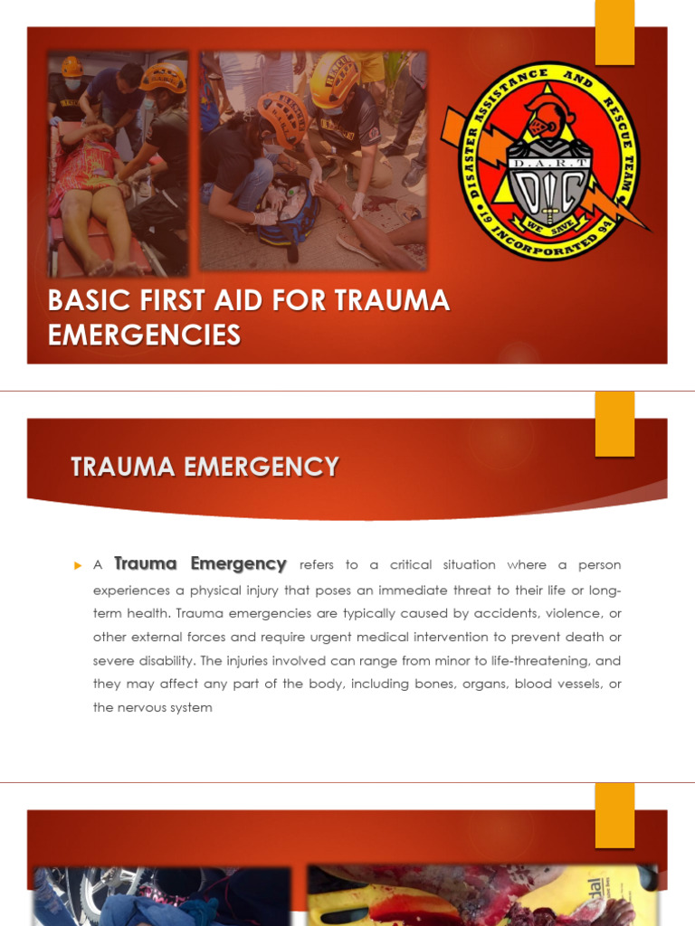 Basic First Aid For Trauma Emergencies | PDF | Burn | Bleeding