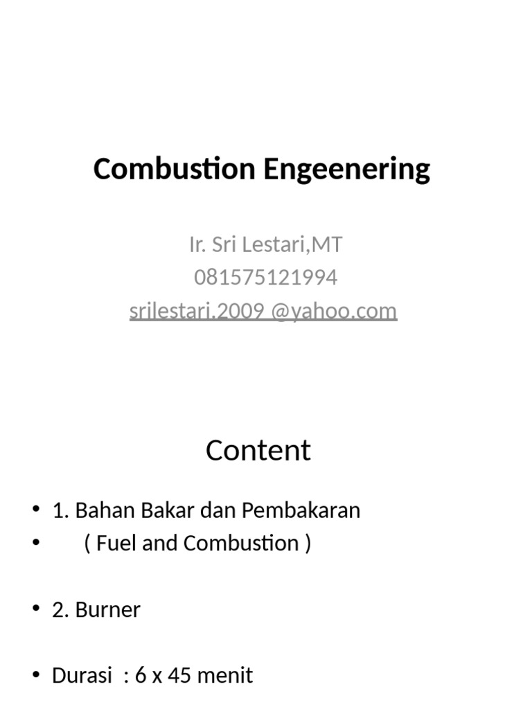 Combustion Engeenering 1 | PDF