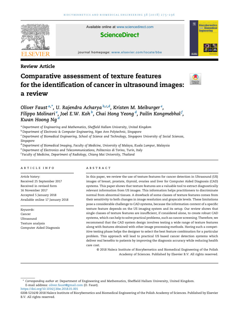2018 - CAD - Comparative Assessment of Texture Features | PDF | Cancer ...