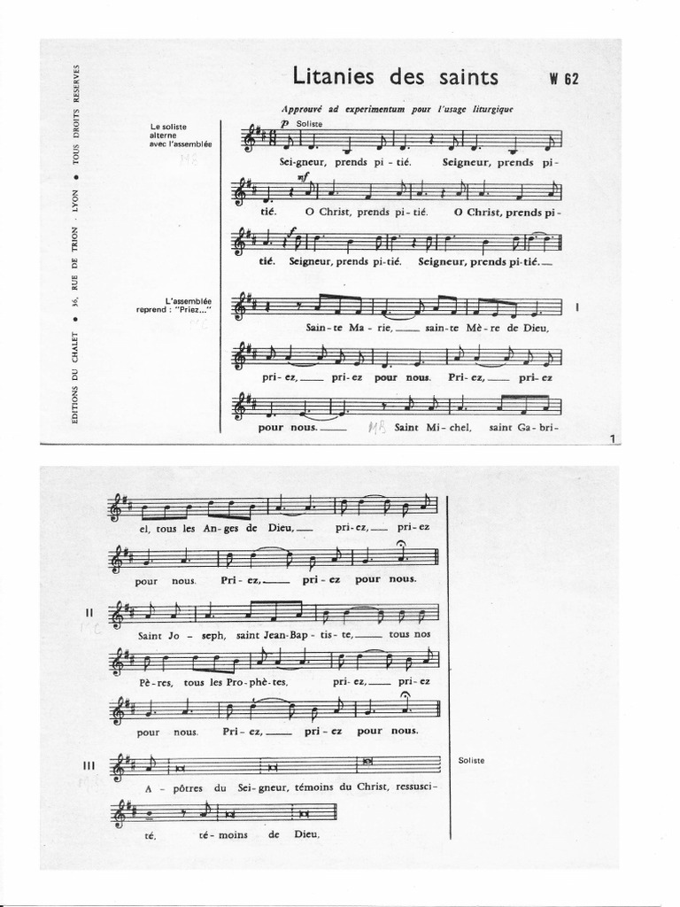 Litanies Des Saints W 62 | PDF