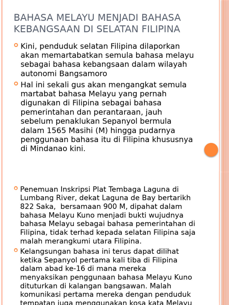 Bahasa Melayu Di Selatan Filipina | PDF | Kajian Bahasa Asing