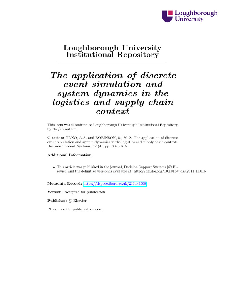 supply_chain_DSS | PDF | Probability Distribution | Conceptual Model