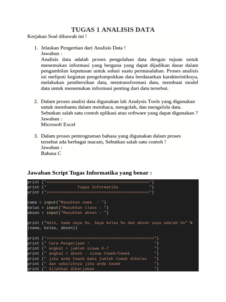Analisis Data dan Pemrograman | PDF