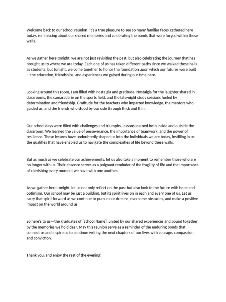 Reunion Speech | PDF