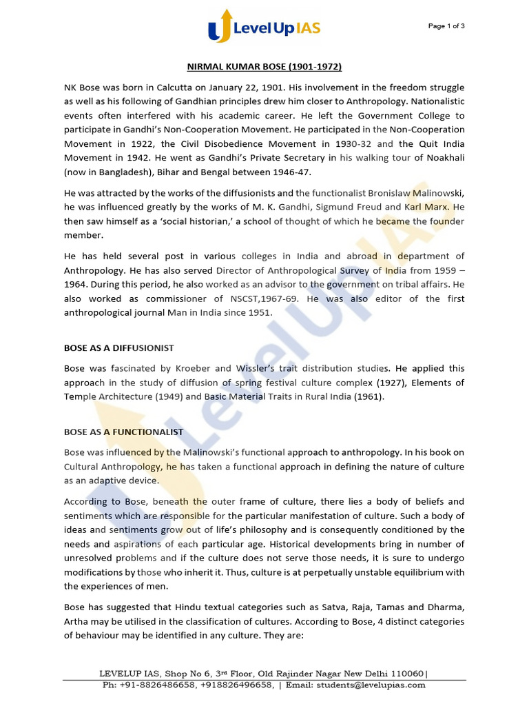 NIRMAL KUMAR BOSE (Handout 50) NA | PDF | Caste | Civilization