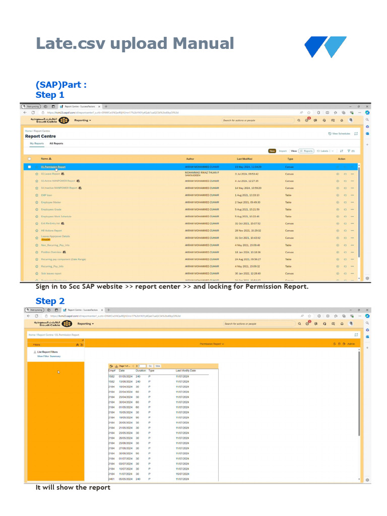 SAP Late.csv Upload Guide | PDF