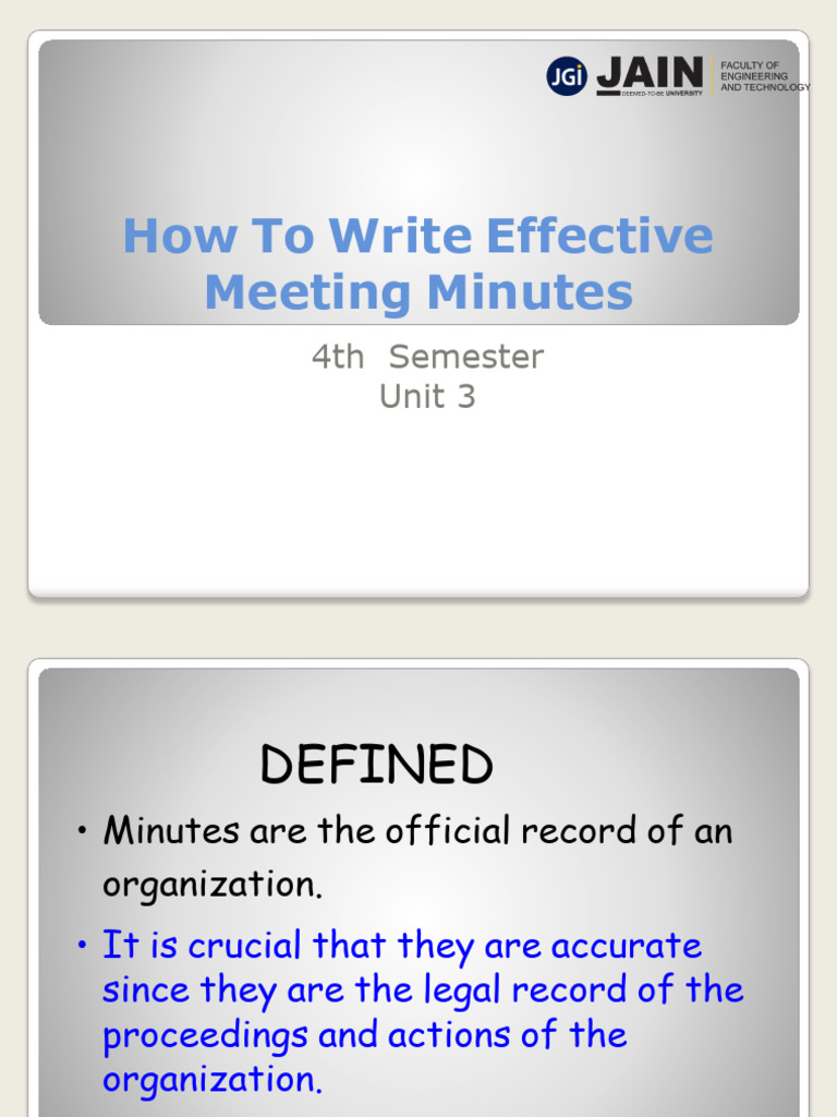 Writing Minutes of Meeting MOM - Students | PDF