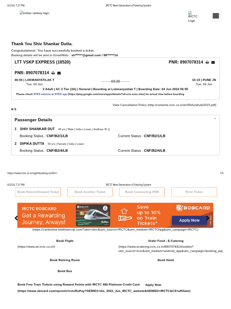 IRCTC Next Generation Eticketing System - 4jun24 - Pune | PDF | Credit ...