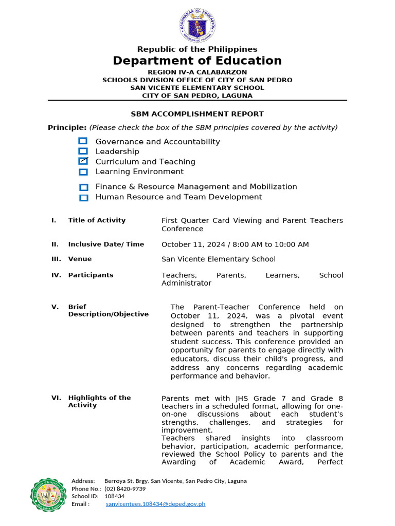 First Quarter Card Viewing Conference | PDF | Teachers | Education Theory