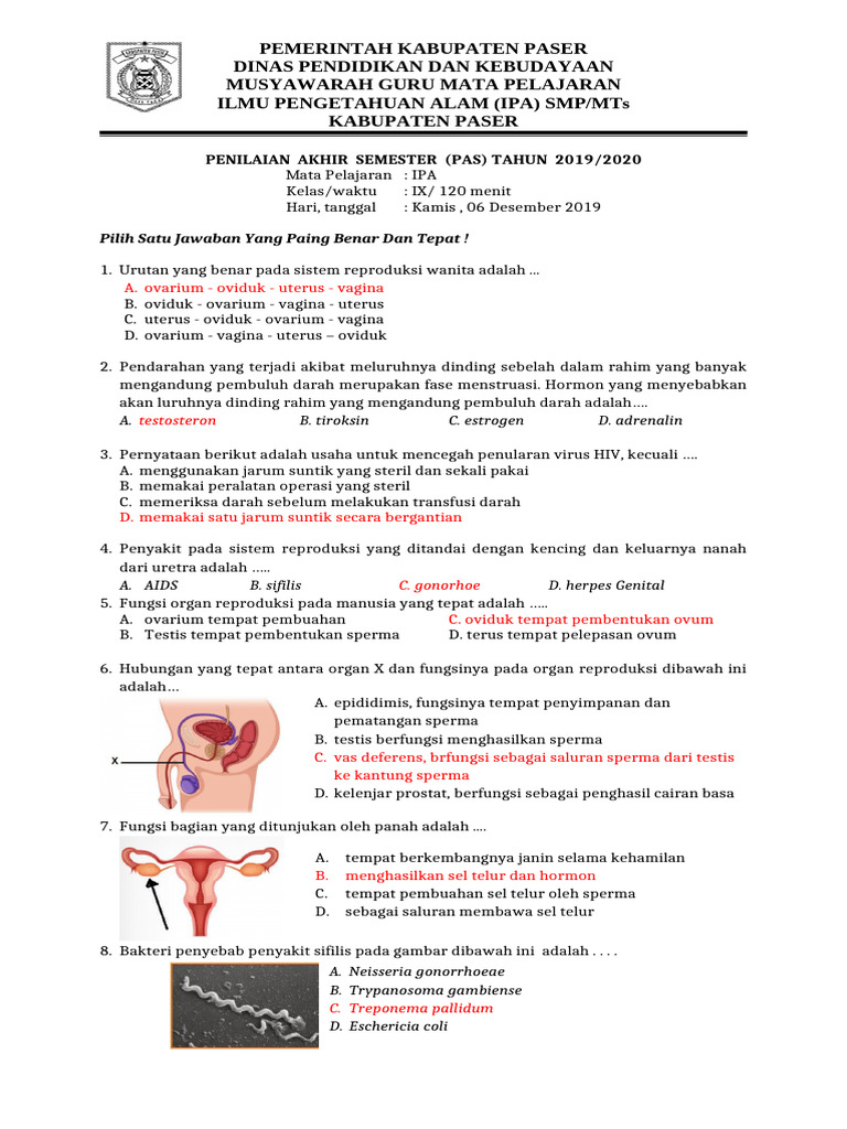 Soal Pas Mgmp Kelas Ix Ipa 2019 | PDF