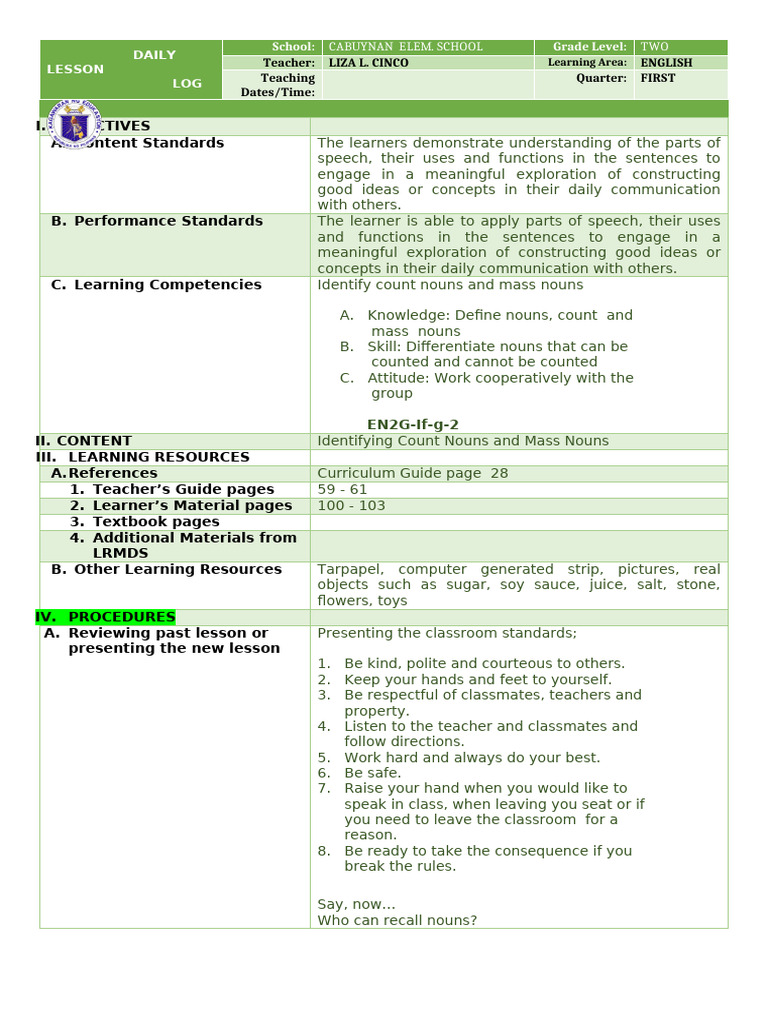 ENGLISH-COT | PDF | Teachers | Learning