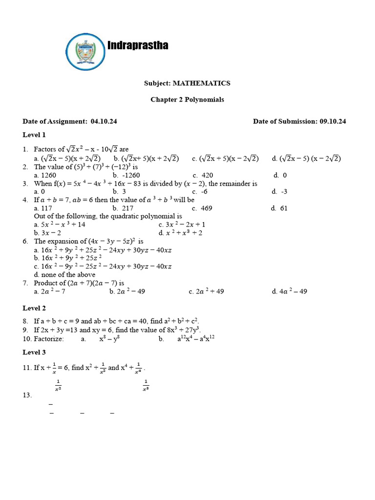 Class 9 Assign Ch-2 PDF | PDF