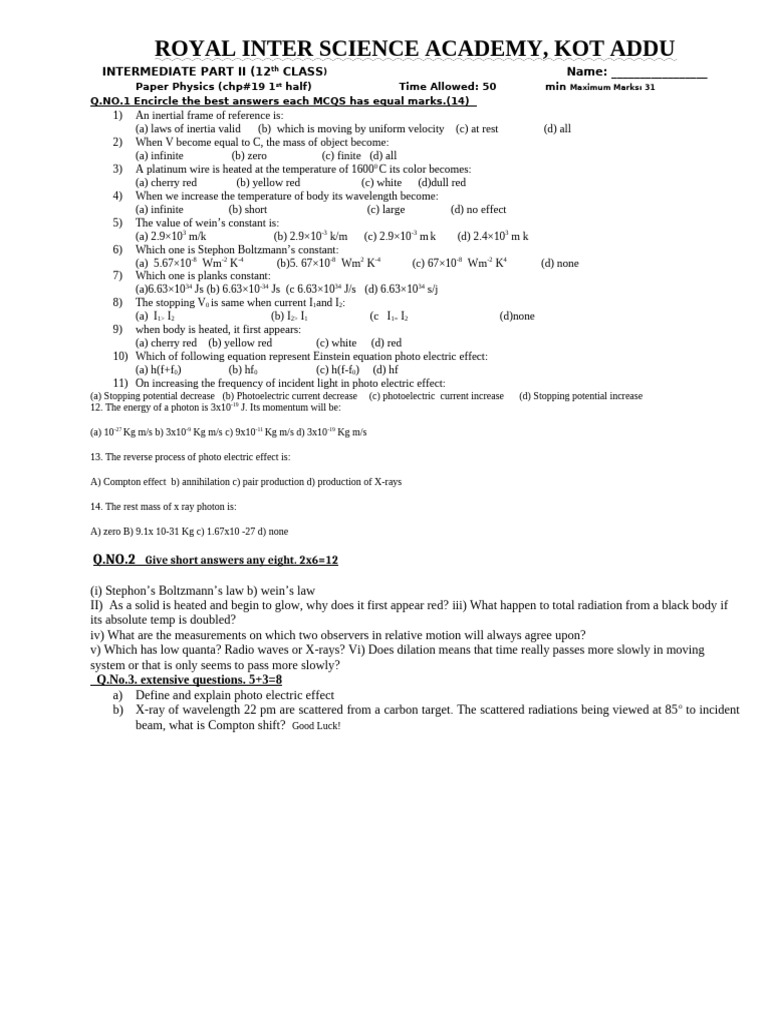 Chapter 19 1ST Half-1 | PDF | Photoelectric Effect | Electromagnetic Radiation