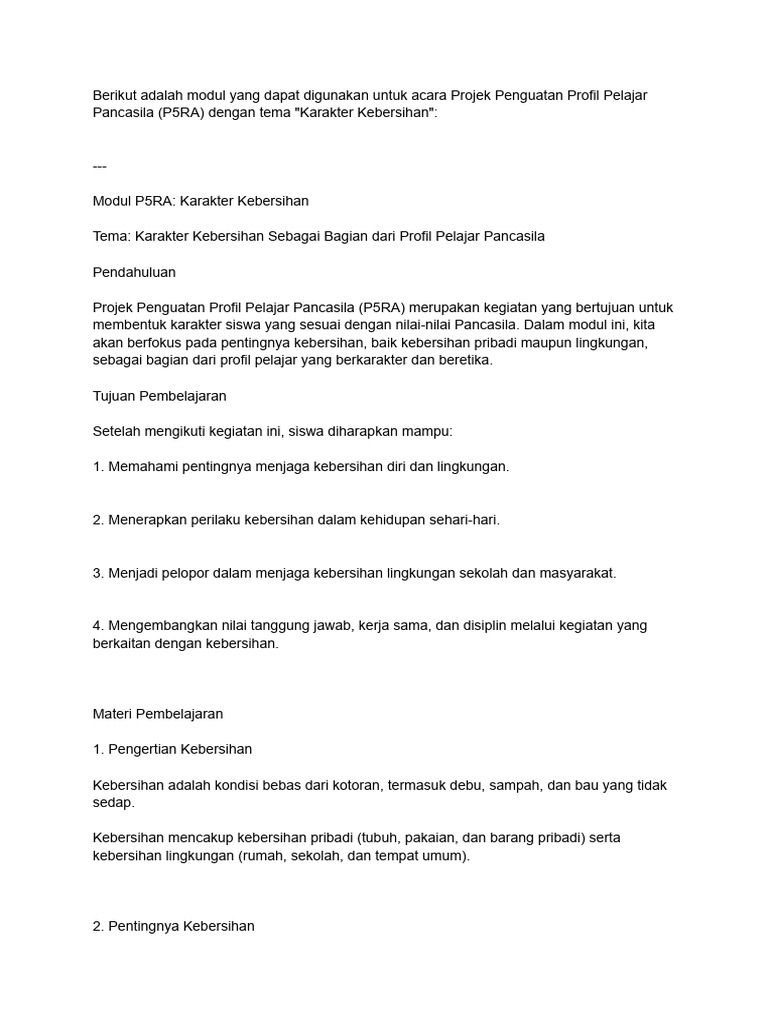 Berikut Adalah Modul Yang Dapat Digunakan Untuk Acara Projek Penguatan ...