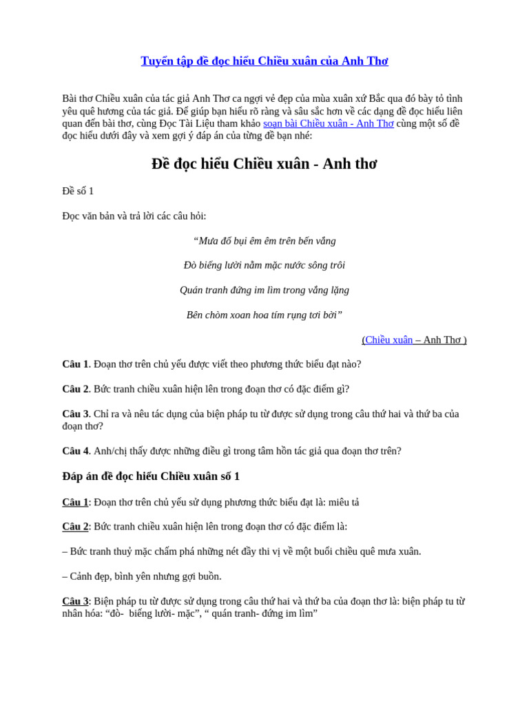 Chieu Xuan de Thi Tot Nghiep THPT Mon Van g1107 | PDF