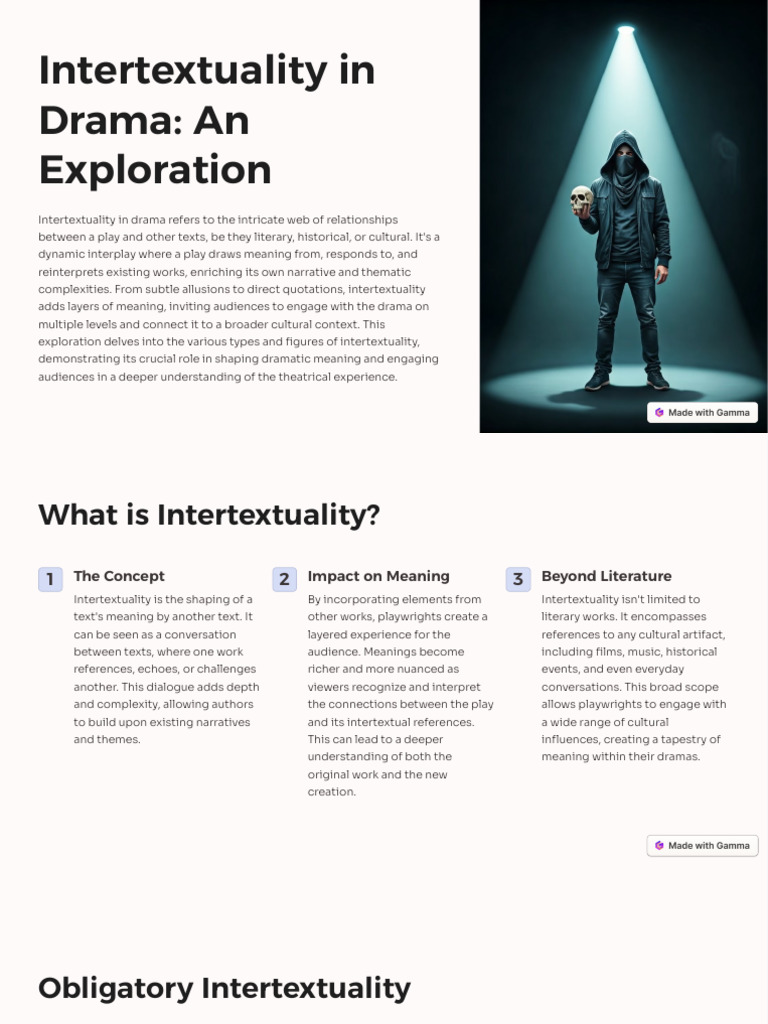 Intertextuality in Drama | PDF | Intertextuality | Parody