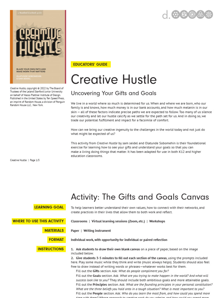 Creative Hustle - Educator Guide | PDF | Cognitive Science | Behavior Modification
