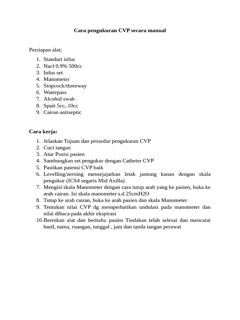 Pengukuran CVP Manual yang Efektif | PDF
