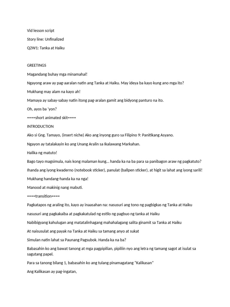 Vid Lesson Script | PDF