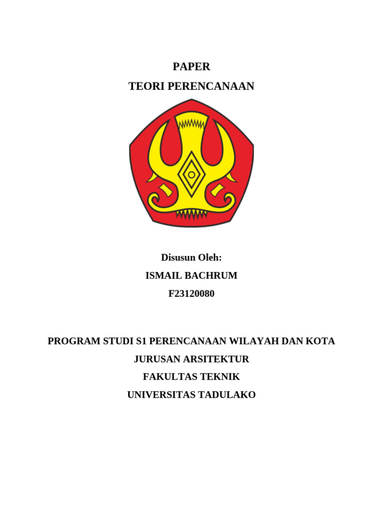 Paper Teori Perencanaan - ISMAIL BACHRUM | PDF