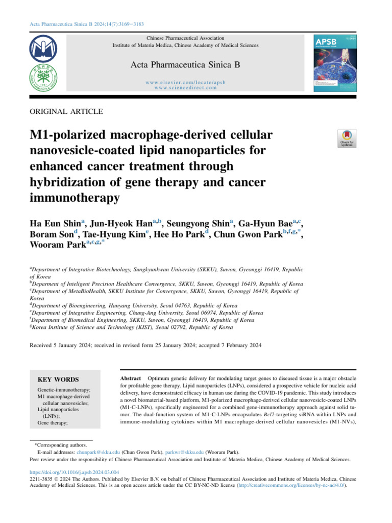 (2024) Acta Pharmaceutica Sinica B. M1-Polarized Macrophage-Derived Cellular | PDF | Natural ...