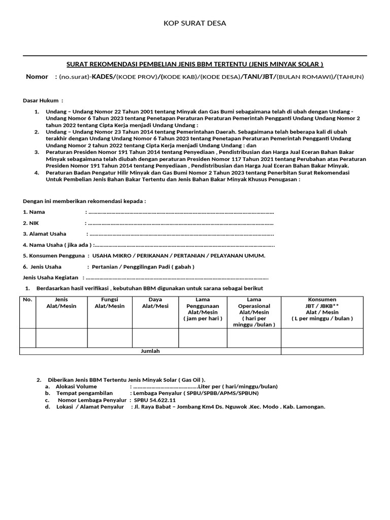 Surat Rekom Tani Terbaru | PDF