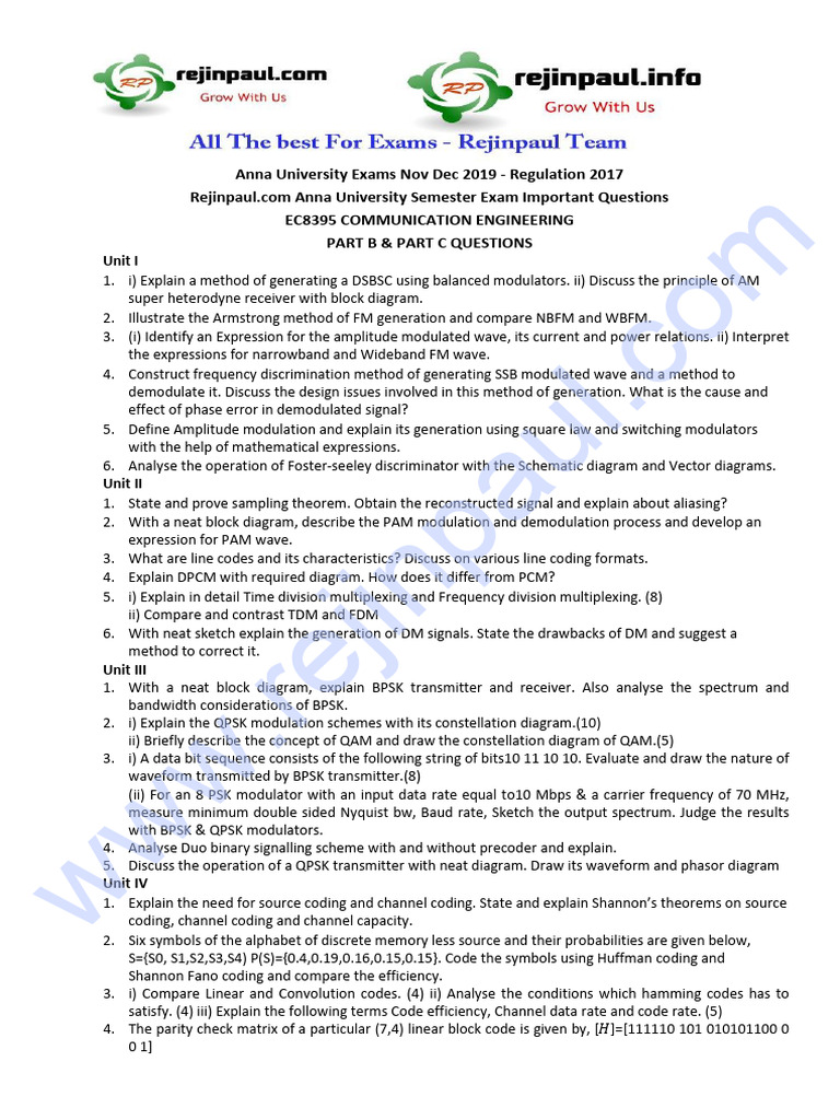 EC8395_Important | PDF | Modulation | Channel Access Method