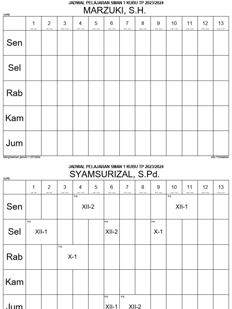Jadwal Perguru | PDF