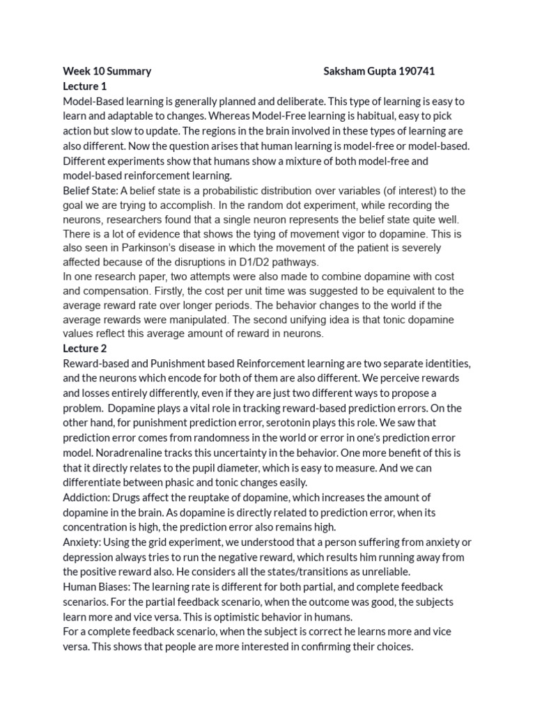 Saksham Gupta | PDF | Dopamine | Reward System
