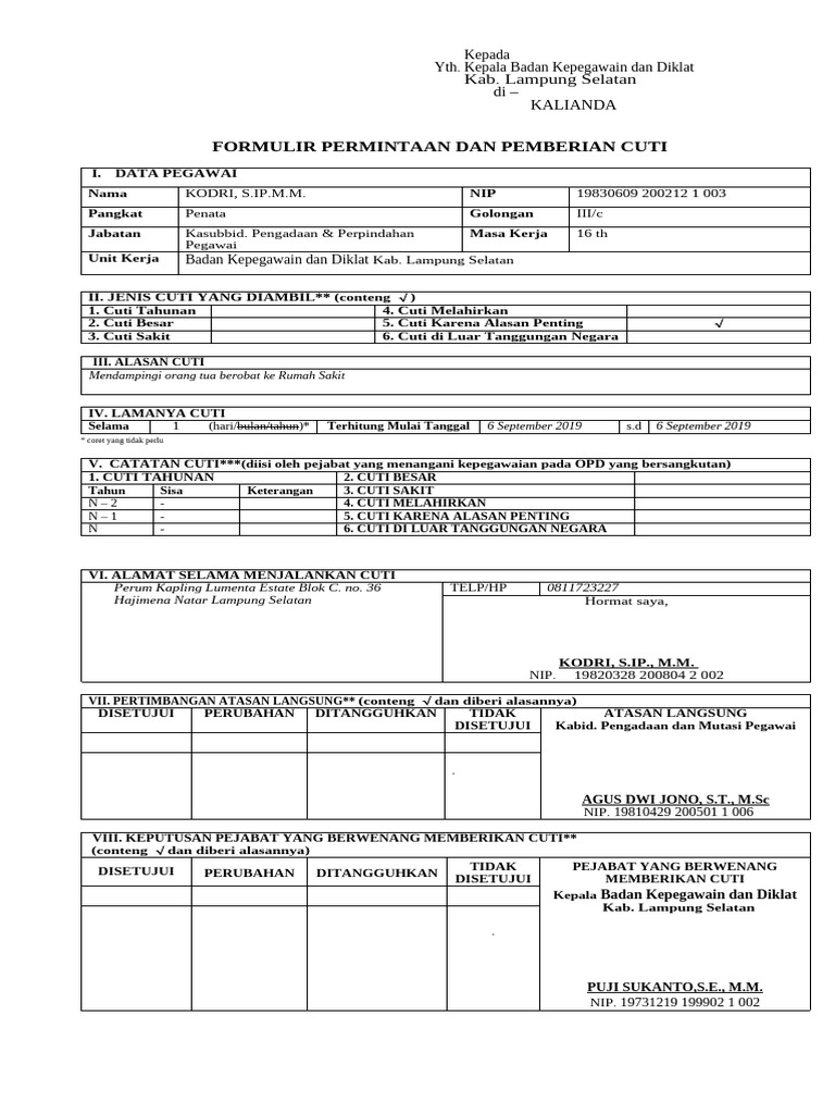 Blanko Cuti 2018 | PDF