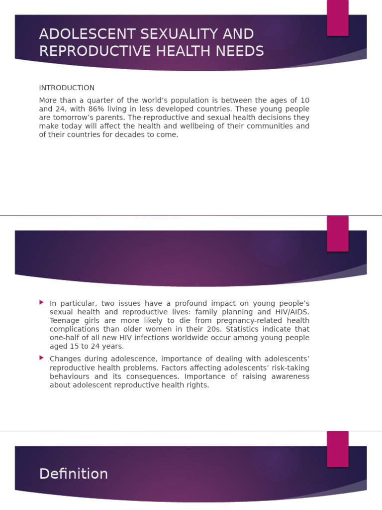 Adolescent Sexuality & Reproductive Health | PDF | Adolescence | Human ...