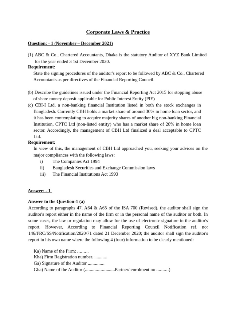 Corporate Laws & Practice FRA, 2015 | PDF | Audit | Equity (Finance)