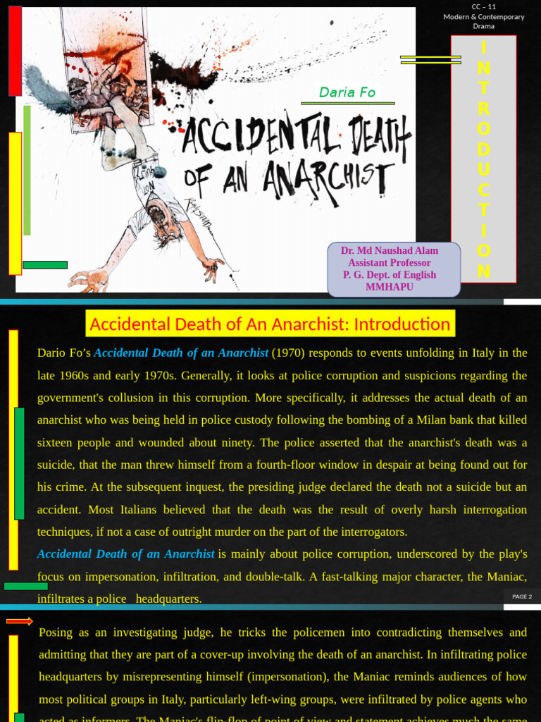 Accidental Death of An Anarchist Introduction | PDF