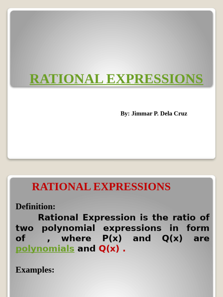 Rational Expressions | PDF | Polynomial | Mathematical Objects