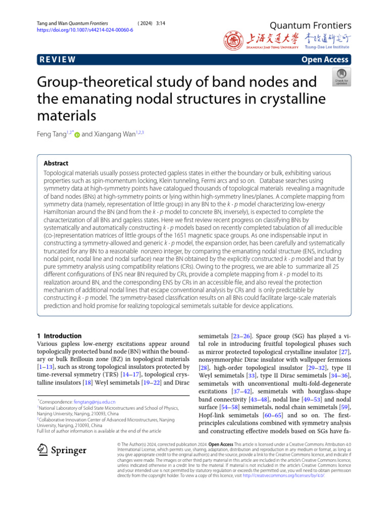 Group-Theoretical Study of Band Nodes and The Eman | PDF | Group ...