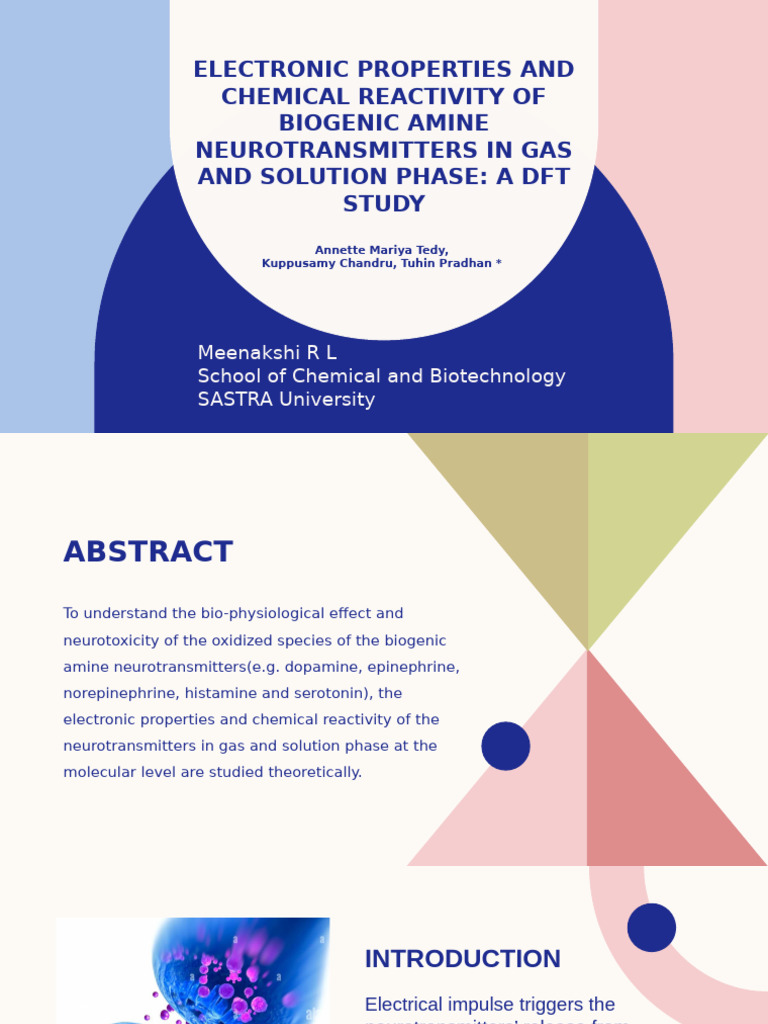 Electronic Properties and Chemical Reactivity of Biogenic Amine | PDF
