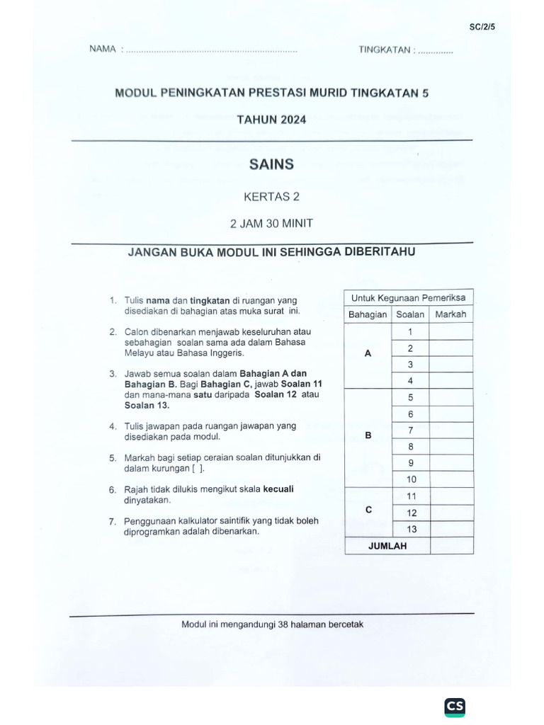 Sains k2 Kedah-2024 | PDF