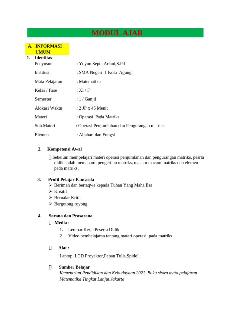 Modul Ajar Yuyun | PDF