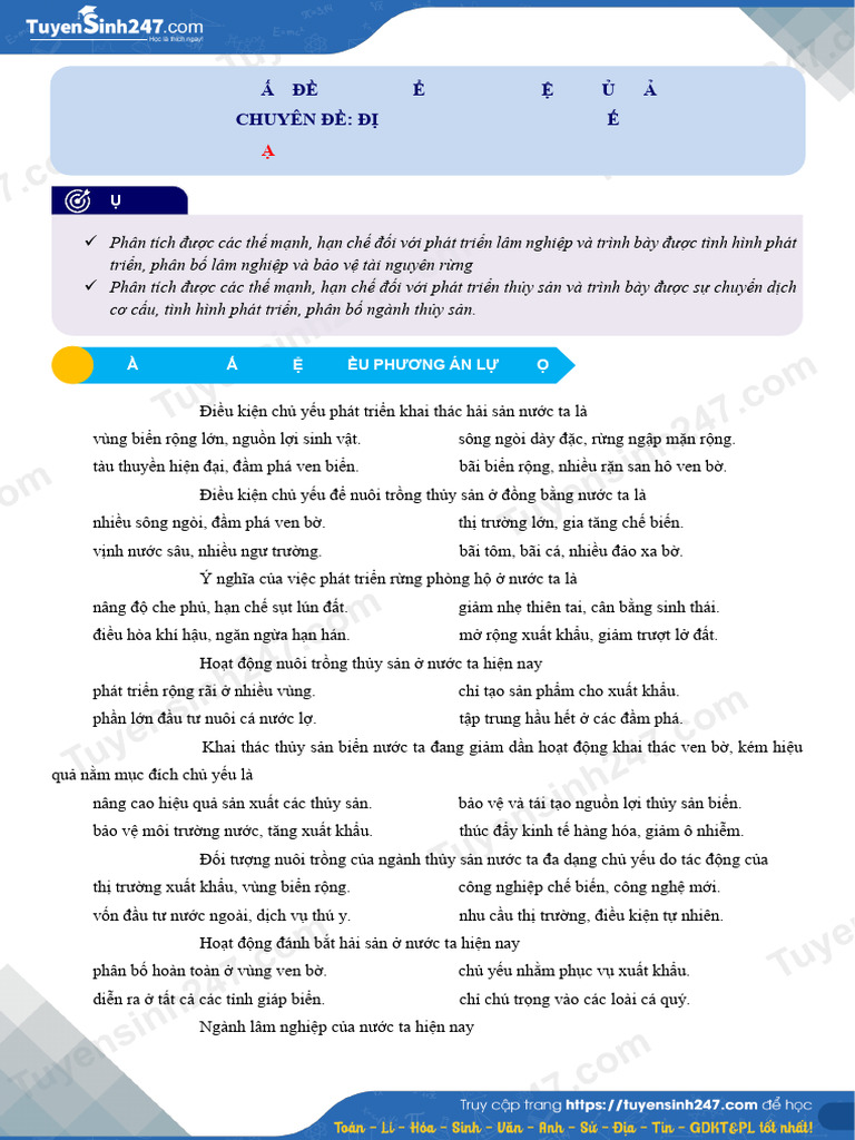 De Thi BTVN Van de Phat Trien Lam Nghiep Thuy San 1729337095 | PDF