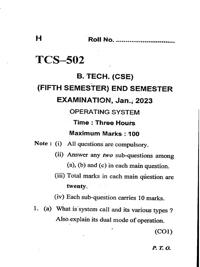 tcs502 Endsem 2023 Jan | PDF