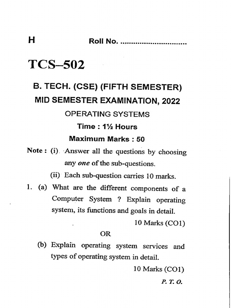 tcs502 Midsem 2022 | PDF