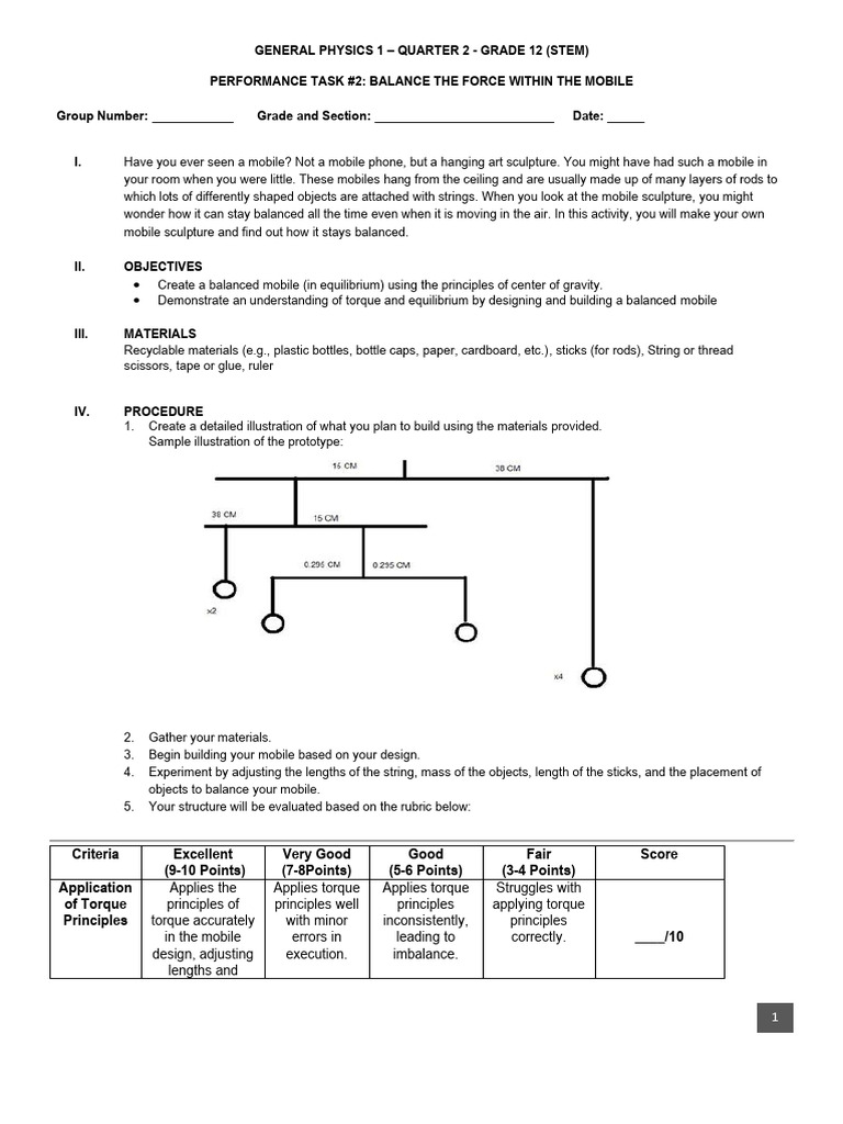q2 Pt2 Balance The Force Within The Mobile | PDF | Force